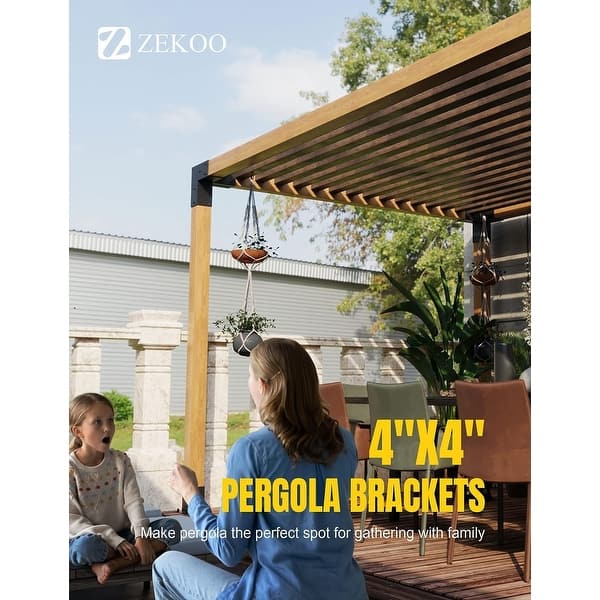 4x4 Slotted Design Outdoor Pergola Brackets with End Cap Corner - On ...