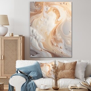 Designart "Abstract Milky White Flow I" Abstract Shapes Wall Art - Bed ...