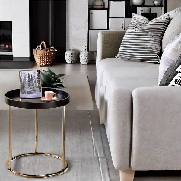 Modern-style Lipped Edge Side Table with Copper Legs - Bed Bath ...