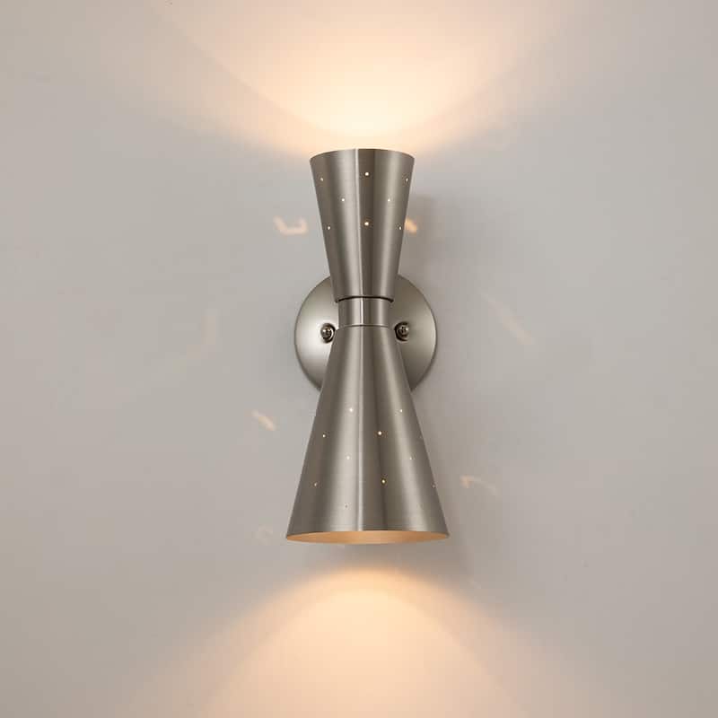 2-Light Mid-Century Modern Double Cone Pinhole Hourglass Wall Sconces ...