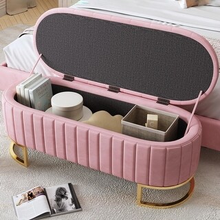 Upholstered Velvet Storage Ottoman - Bed Bath & Beyond - 38247344