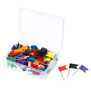 100pcs Flag Map Push Pins Plastic Head Steel Point Travel Maps Tacks ...