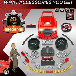 Kids Car Engine Repair Toy Set with 61 Realistic Parts, Sounds ...