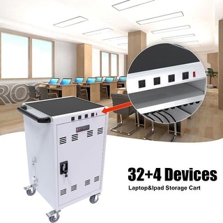 Mobile 3-Tier Steel Portable Charging Cart and Cabinet for Tablets ...