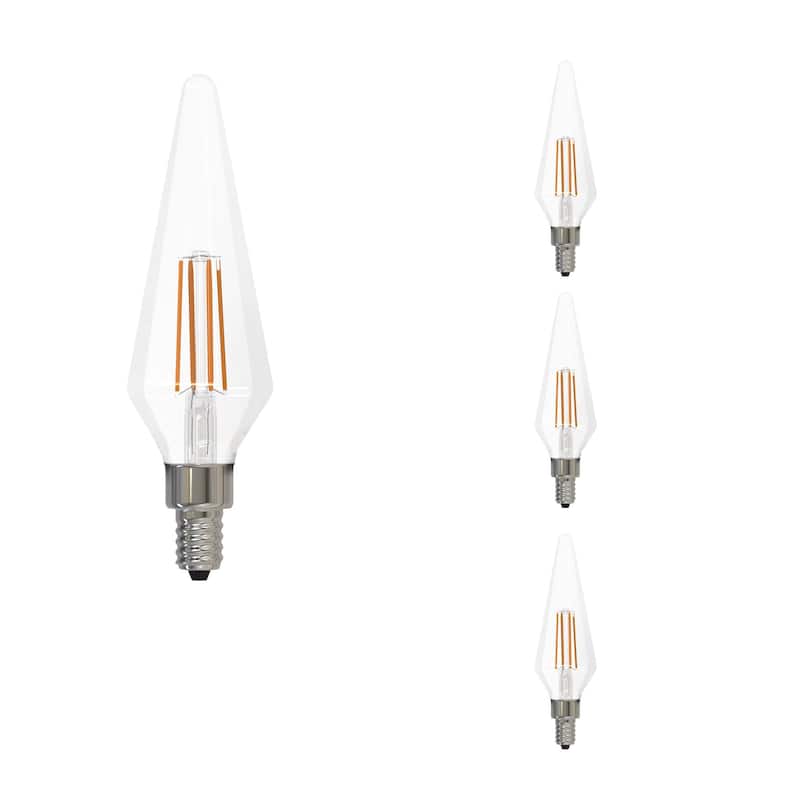 Bulbrite LED Filament Pack of (4) 4 Watt Dimmable Prism Light Bulbs with a Clear Finish and ...