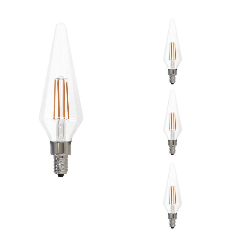 Bulbrite LED Filament Pack of (4) 4 Watt Dimmable Prism Light Bulbs with a Clear Finish and ...