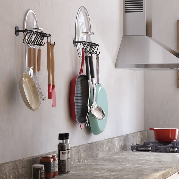 Wallniture Cucina Kitchen Utensil Holder with 20 S Hooks, Pot Racks ...