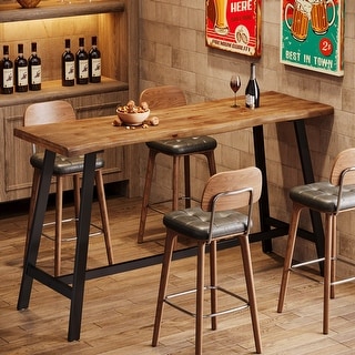 55.1-Inch Solid Wood Bar Table with Sturdy Metal Frame - Bed Bath ...