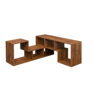 Abstract Double L-Shaped Low Floor TV Stand with Multi Display Storage ...