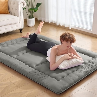 Foldable Japanese Futon Mattress, 4" Thick Tatami Sleeping Pad, 25D ...