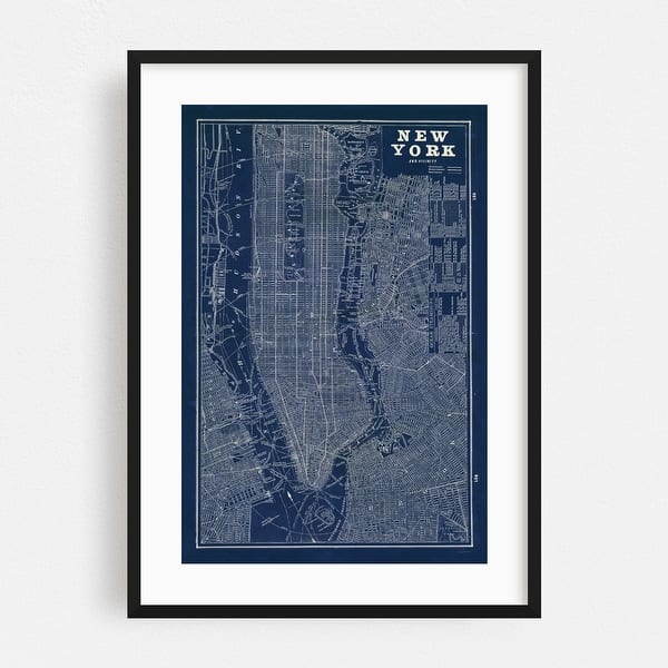 New York City Manhattan Blueprint Map New York Maps Art Print/Poster ...