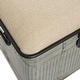 Gray Metal Galvanized Storage Bench with Cream Upholstered Burlap Top ...
