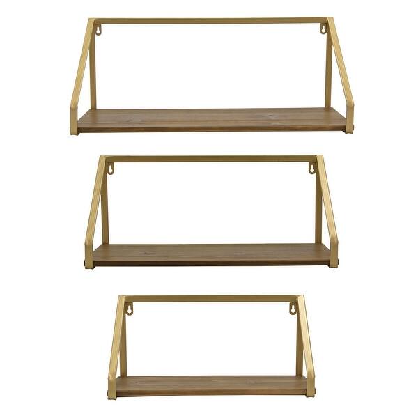 Plutus Brands Metal/wood Wall Storage in Gold Metal Set of 3 - Bed Bath & Beyond - 32892066
