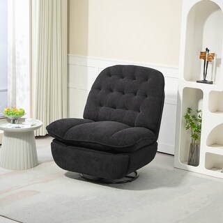 Black Oversized Chenille Swivel Glider Rocker Recliner with Footrest ...