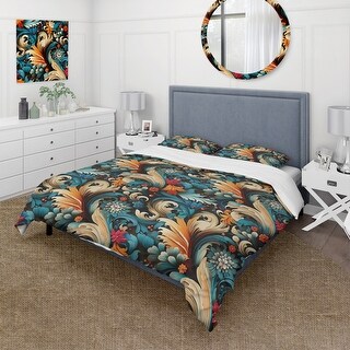 Designart "Retro Revival Paisley Pattern II" paisley Bed Cover Set With ...