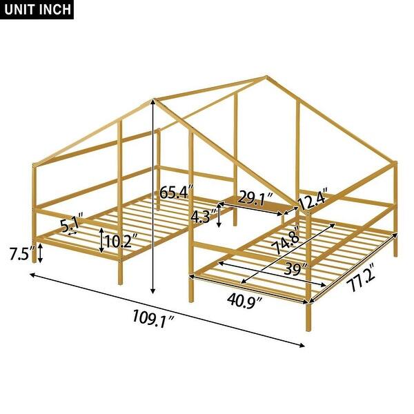 Metal Double Twin Size Triangular House Beds with Built-in Table - Bed ...