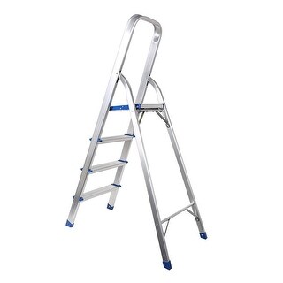 Foldable Aluminum 4 Step Ladder with Anti-Slip, Household - 53.5"x16.3 ...