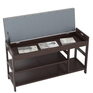 Bamboo Shoe Bench Rack with Storage, Entryway Storage Oiganizer Shelf ...