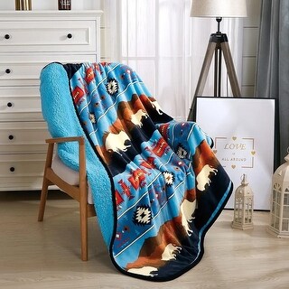 50" x 60" Rustic Bison Sherpa Throw Turquoise - Bed Bath & Beyond ...