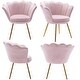 Velvet Upholstered Chair, Mid-Century Modern Vanity Chair with Seashell ...