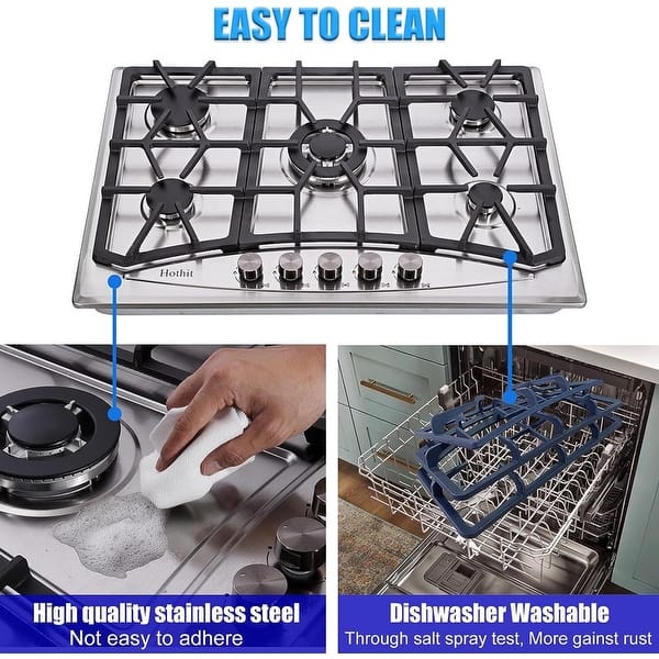 30 in. 5-Burners Recessed Gas Cooktop in Stainless Steel with 5-Power ...