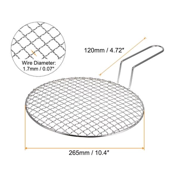 Stainless Steel Grill 10.4" Round Barbecue Mesh Outdoor Grill w Handle ...