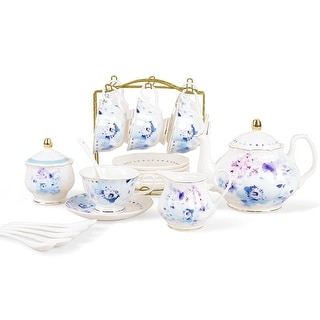 15 Pieces Floral Vintage Porcelain Tea Set - Bed Bath & Beyond - 42668399