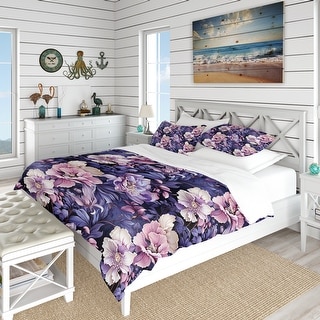 Designart "Orchid Twilight Tropical Pattern I" Purple Floral Bedding ...