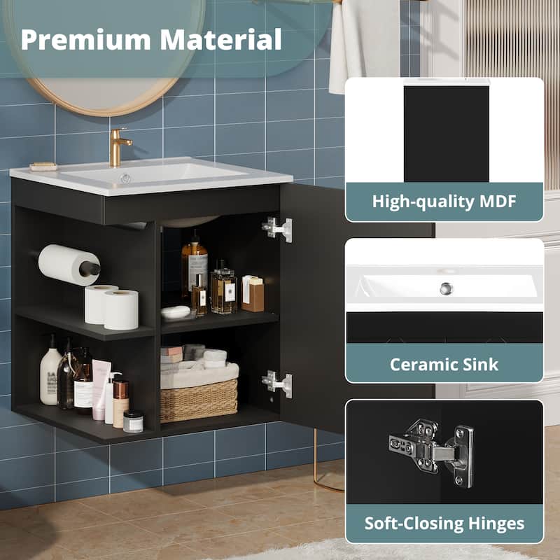 20" Wall Mounted Bathroom Cabinet with Side Cabinet Combo,Bathroom ...