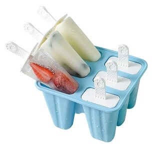 6 Cell Diy Frozen Ice Lolly Cream Silicone Mold Tray Summer ...
