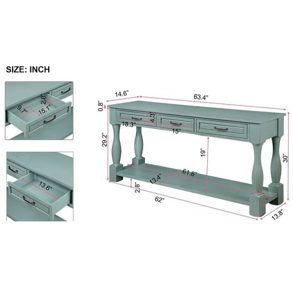 Wood Console Table with 3 Drawers and 1 Bottom Shelf - Bed Bath ...