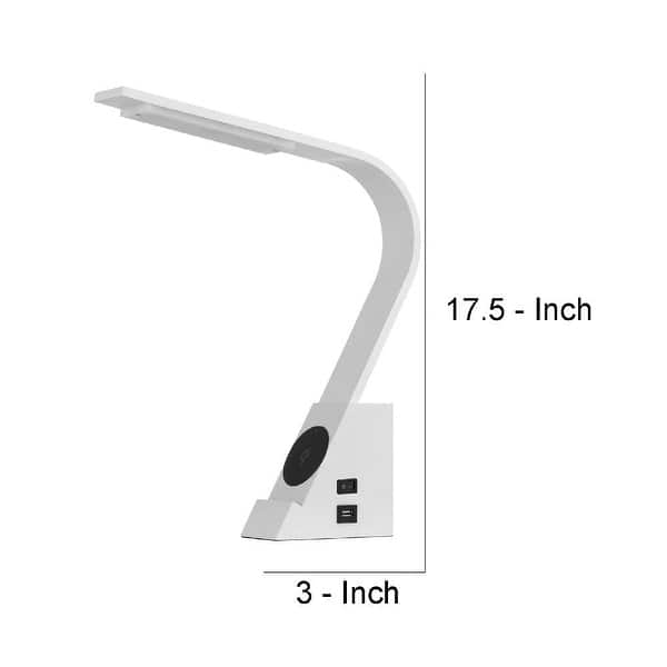 18 Inch Desk Lamp, 2 USB ports, Wireless Charging Pad - White - 22 L X ...