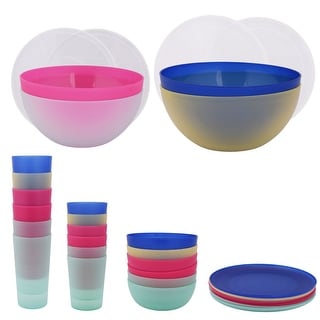 32-Piece Round Plastic Dinnerware Bundle Set - On Sale - Bed Bath ...