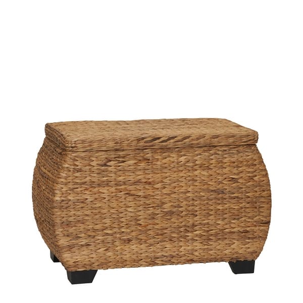 Curved Wicker Storage Chest with Liner - 19.8"L x 31.3"W x 16.5"H - On ...