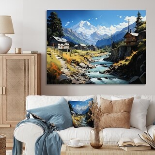 Designart "French Village In The Alps I" Landscapes Canvas Art Print ...