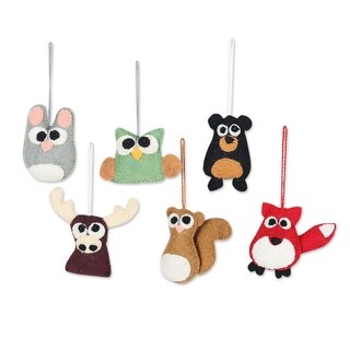 Novica Handmade Woodland Friends Wool Felt Ornaments (Set Of 6) - Bed ...