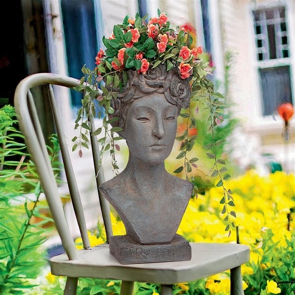 Design Toscano Flora, Roman Nymph of Flowers Sculptural Head Planter ...