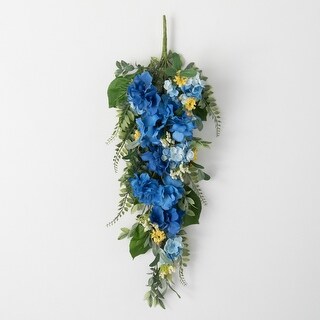 Sullivans Artificial 29.5" Blue Hydrangea Mixed Swag - Bed Bath ...