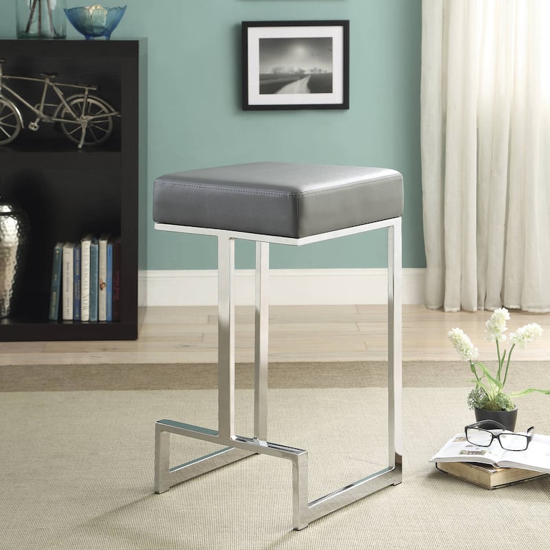 Contemporary Clean Design Chrome with Grey or Black Seat Stool ...