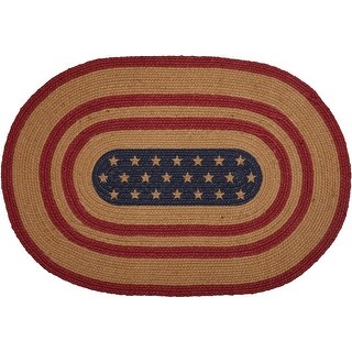 Liberty Stars Flag Jute Rug Oval w/ Pad 20x30 - 20" x 30" Oval - Bed ...