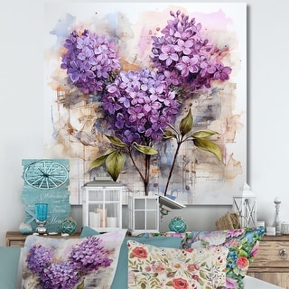 Designart "Purple And Gold Pastel Lilac Dreams" Lilacs Wall Art - Bed ...
