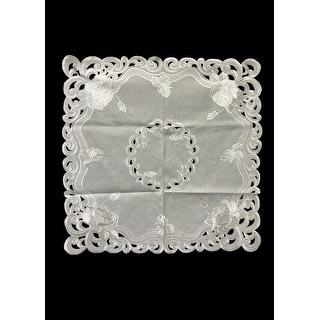 Silver Rose Embroidered Cutwork Square tablecloth, 36 inch Square Table ...