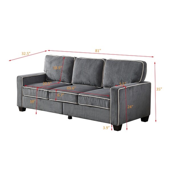 Modern Dark Grey 3 Seat Corduroy Sofa with Storage Base Solid Wood Metal Frame Sofa w 6 Wood Legs for Living Room Apartment On Sale Bed Bath Beyond 40204884
