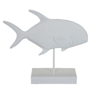 Owa Fish Accent Sculpture, Resin Tabletop Decor on Stand, Classic White ...