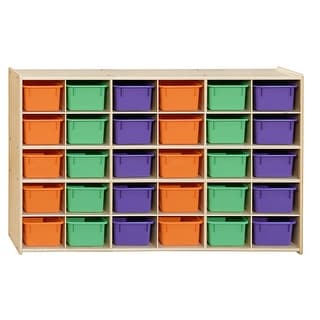 Contender Kids 30 Cubby Storage Unit with Assorted Pastel Bins, Toy ...