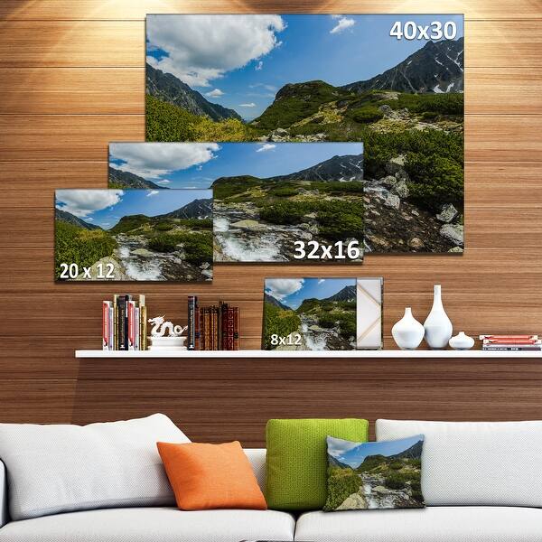 Designart "Alpine Stream in High Mountains" Landscape Canvas Art Print ...