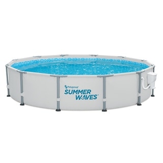 Summer Waves Elite 12 Foot Metal Frame Above Ground Pool Set with ...