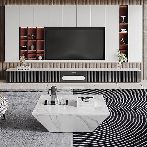 Modern TV Stand for Projector, Sintered Stone TV Cabinet with Drawers ...