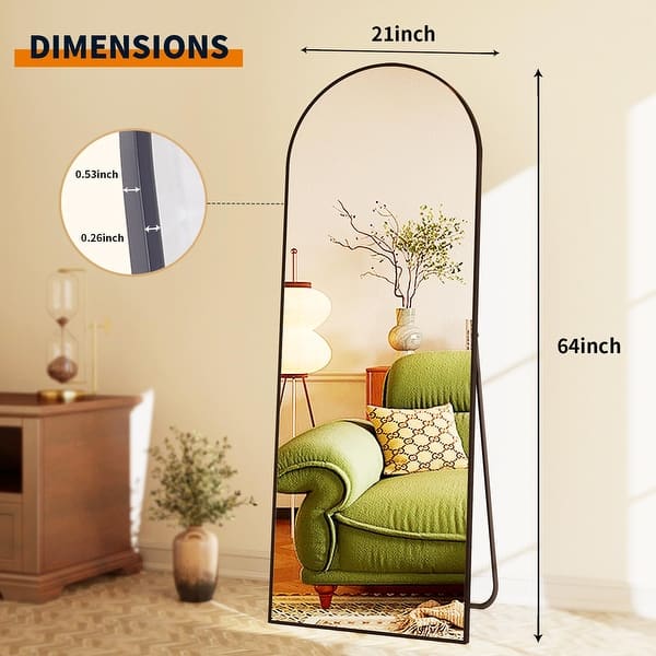 21x64 inch Arched Full Length Mirror-Aluminum Alloy Frame High ...