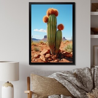 Designart "Green Coral Cactus Desert Guardian Organ II" Cactus Framed ...